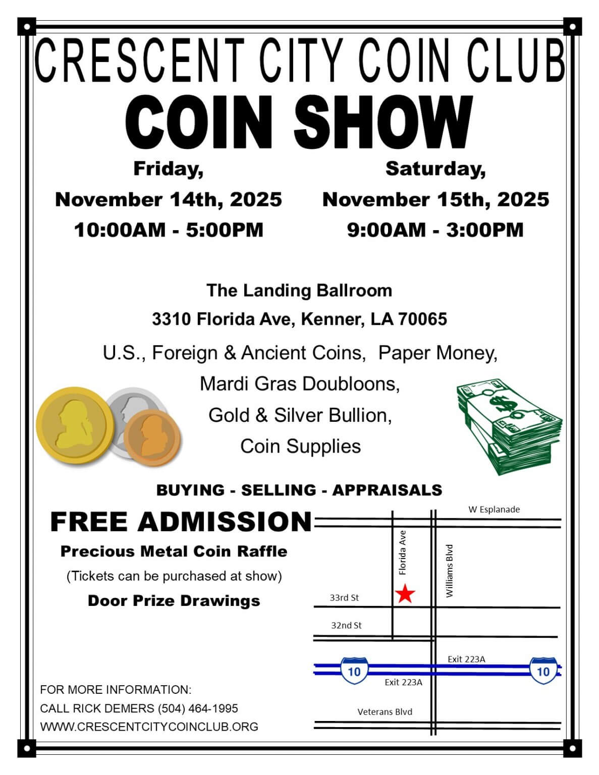 New Orleans Aera Coin Shows - Crescent City Coin Club