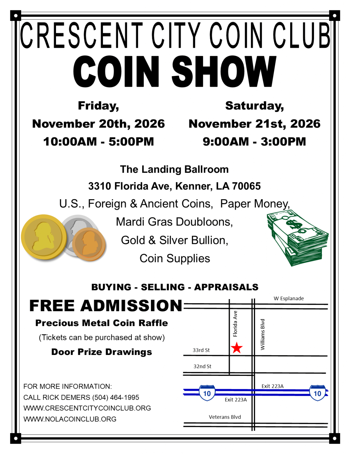 Coin Show November 20th 2026 - Crescent City Coin Club - Crescent City ...